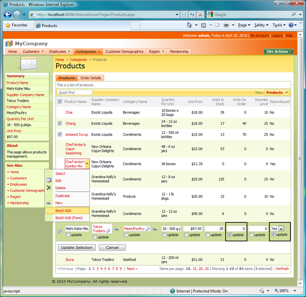 Code On Time: Globalization, Localization, Multi-Select, Batch Editing…