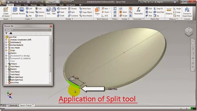 3d Solid Modelling Videos Application Of Split Tool Autodesk Inventor 2012 With Caption And