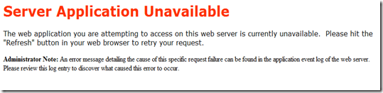 Server Application Unavailable – SharePoint – CIAOPS