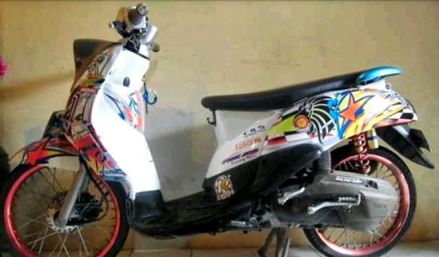 Motor Drag Ninja : Modifikasi Mio fino Airbrush keren warna artistik