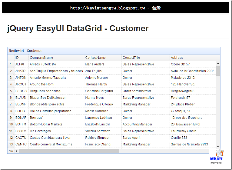 Mrkt 的程式學習筆記 Aspnet Mvc 使用 Jquery Easyui Datagrid 分頁功能 Datagrid Pagination 1215