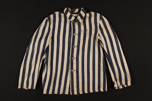 Striped concentration camp jacket worn by a Polish Jewish youth in ...