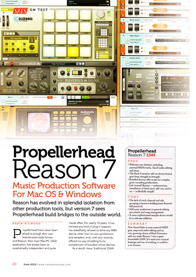Propellerhead | Reason 7 | Sound On Sound magazine review