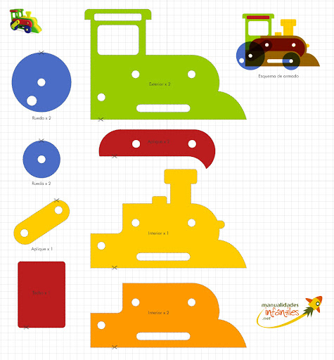 Tren en foami con nombres - Imagui