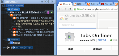 Tabs Outliner 過多 Google Chrome 分頁的管理與效能救星