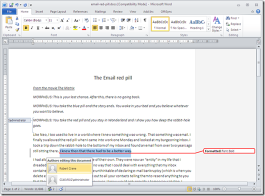 CIAOPS: Co-authoring documents with SharePoint 2010
