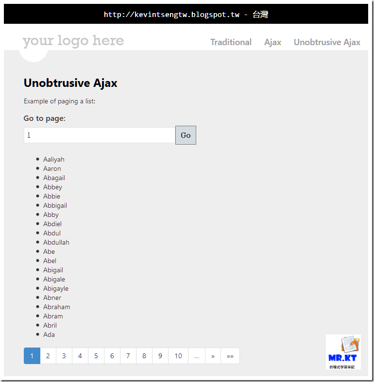 mrkt 的程式學習筆記: ASP.NET MVC 資料分頁 - 使用 PagedList.Mvc：AJAX