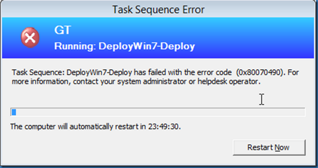 Task Sequence Fails With Error 0x80070490 Mindcore Techblog