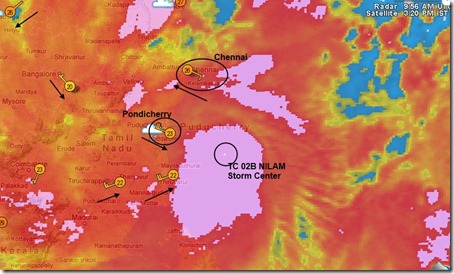 Tropical Cyclone 02B ‘NILAM’ approaching Chennai
