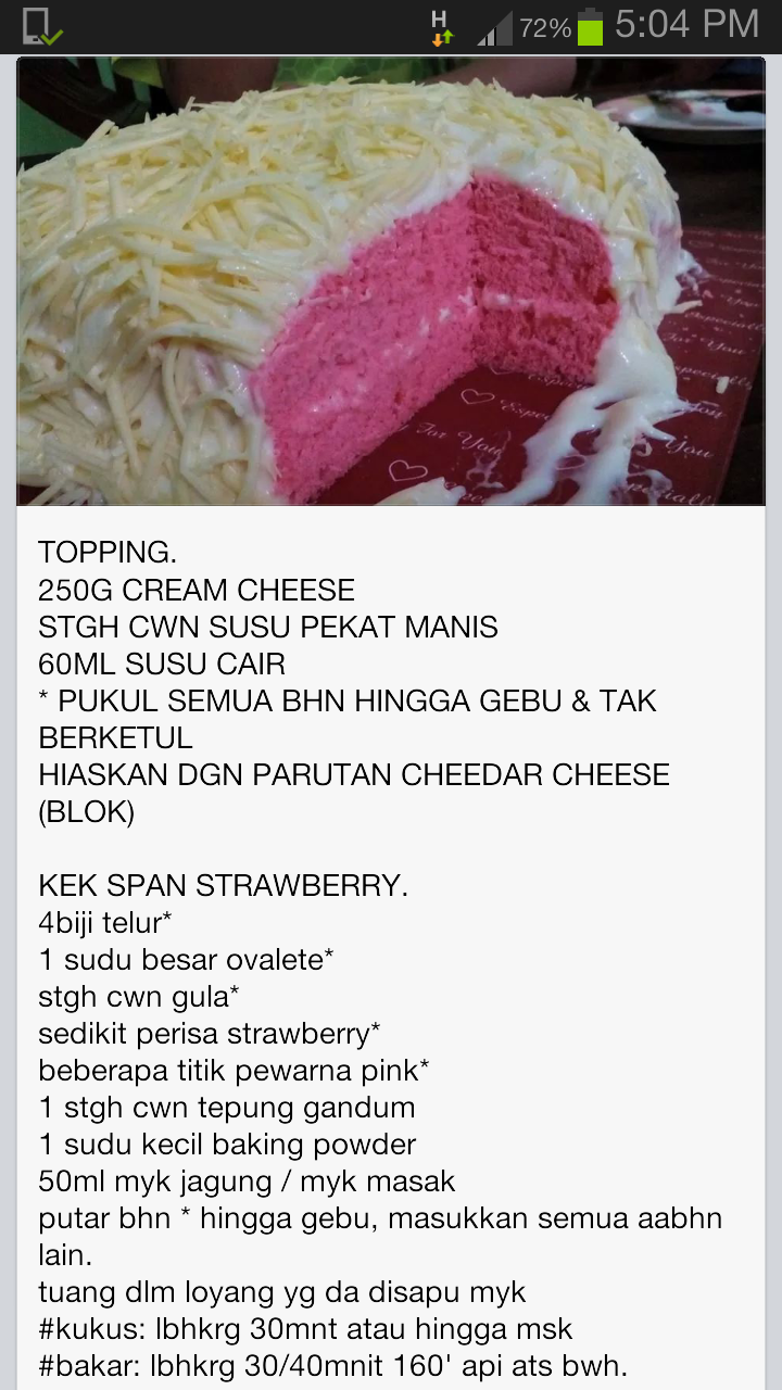 Resepi Kek Strawberry - Galeri Resepi