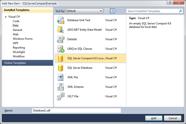 Something on .net: Using SQL Server Compact 4.0 Local database with ...