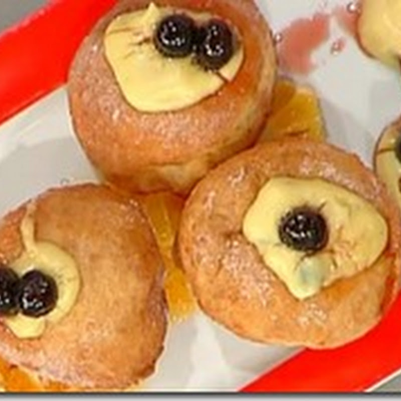 Bombe alla crema e amarene con insalatina di mandarini