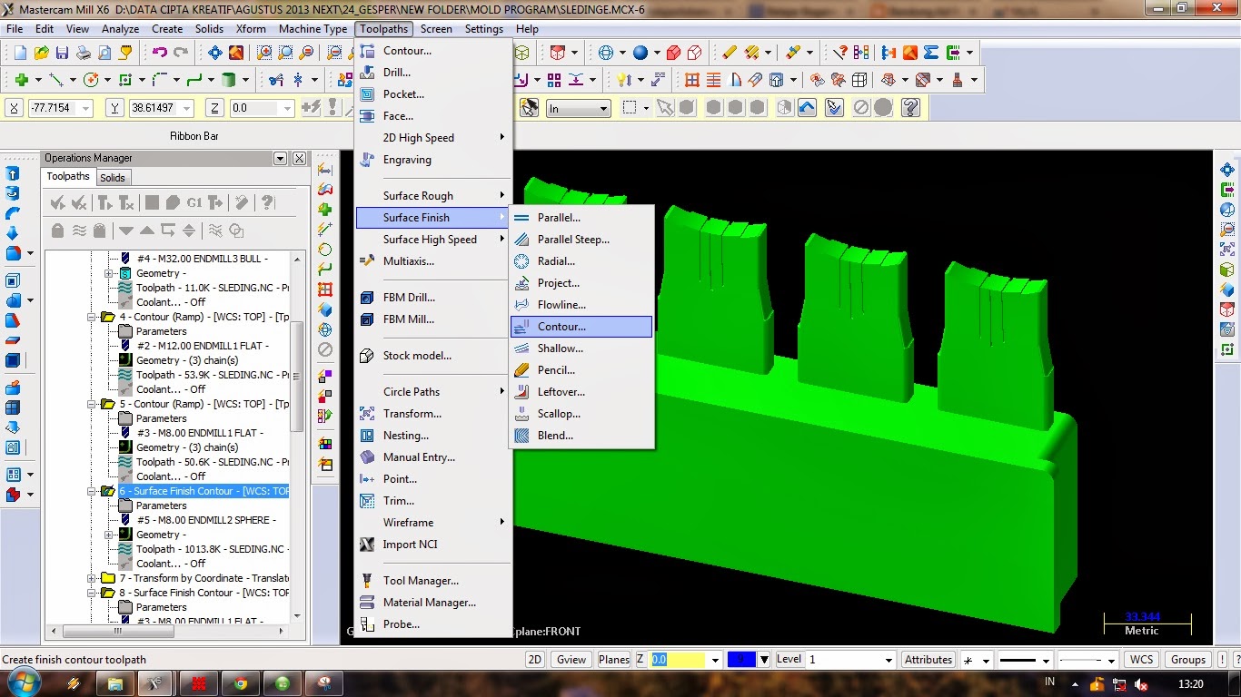 CAD/CAM TUTORIAL: cara membuat program SURFACE FINISH CONTOUR ada ...