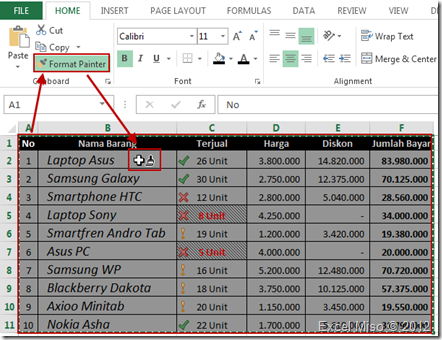 Format Painter, Menerapkan Multiple Format dalam Satu Klik | Excel ...