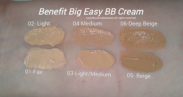 Benefit Big Easy BB Cream SPF 35; Review & Swatches of Shades