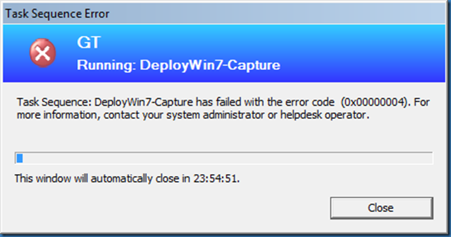 Build And Capture Task Sequence Fails With Error 0x00000004 Mindcore Techblog