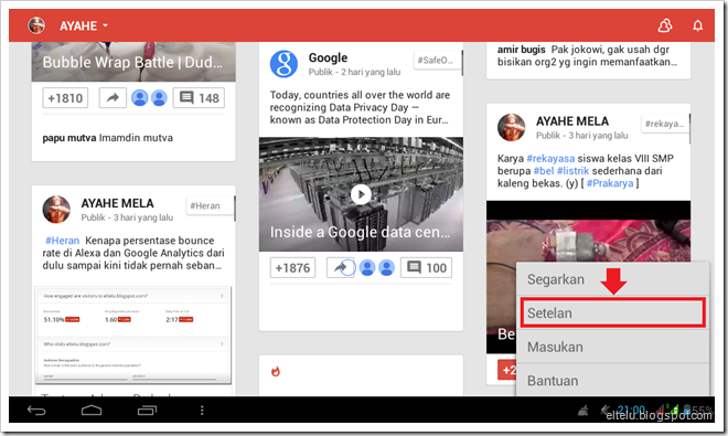 ELTELU: Cara Menghemat Kuota Paket Data Internet Pada Google+ Untuk Android