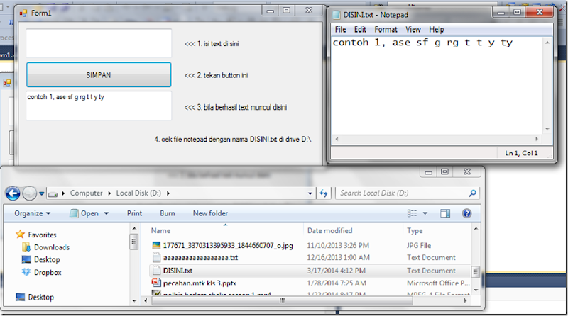 Cara menyimpan text ke dalam notepad dan membacanya kembali | Tugas Program