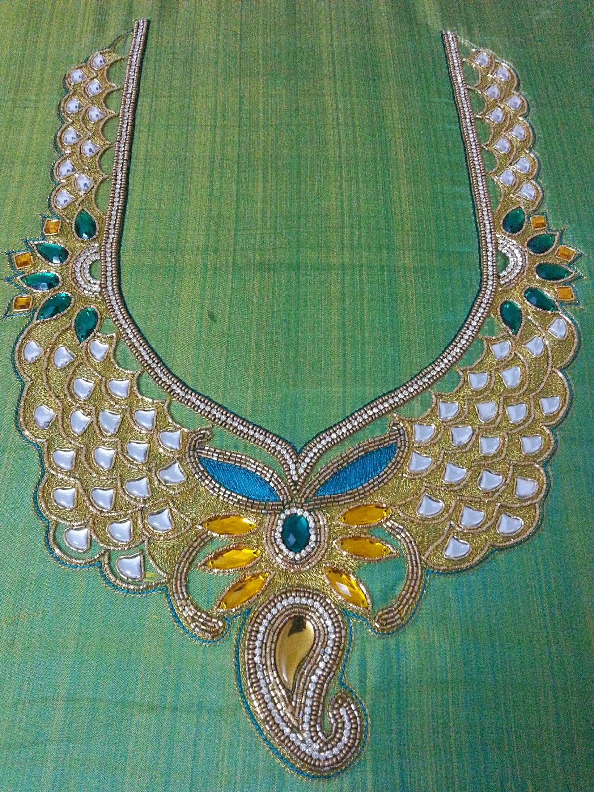 Designer Blouse Images: Kundan Work Blouse