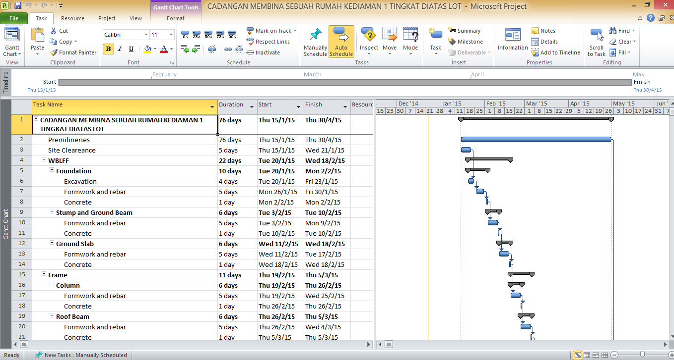 Microsoft Project (CPM) Freelancer: December 2014