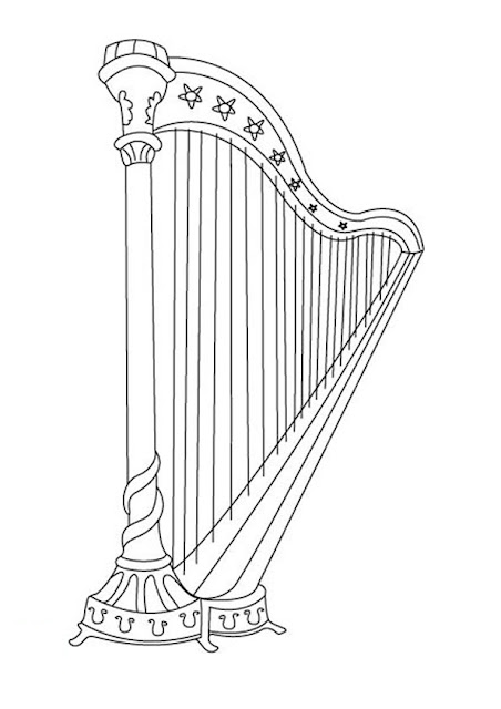 HARP COLORING PAGES