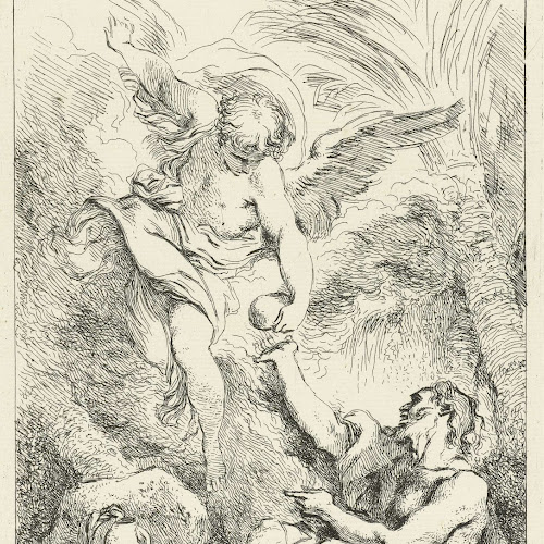 Engel brengt brood en water, Jean Honoré Fragonard, naar François ...