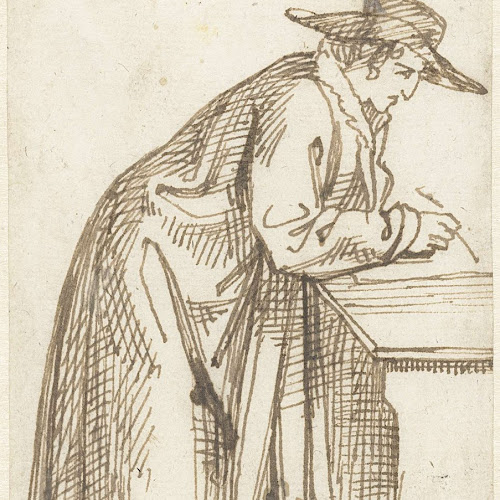 Staande, schrijvende man, David Pièrre Giottino Humbert de Superville ...