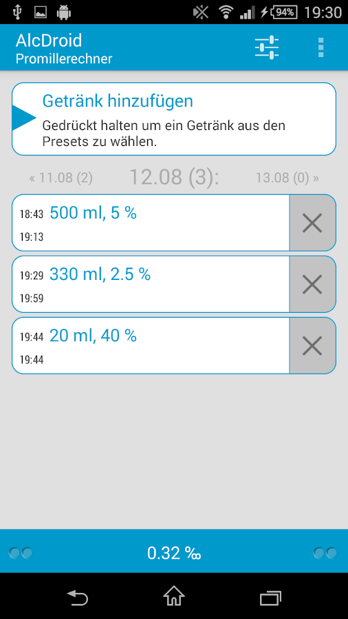 AlcDroid Promillerechner – Android-Apps auf Google Play