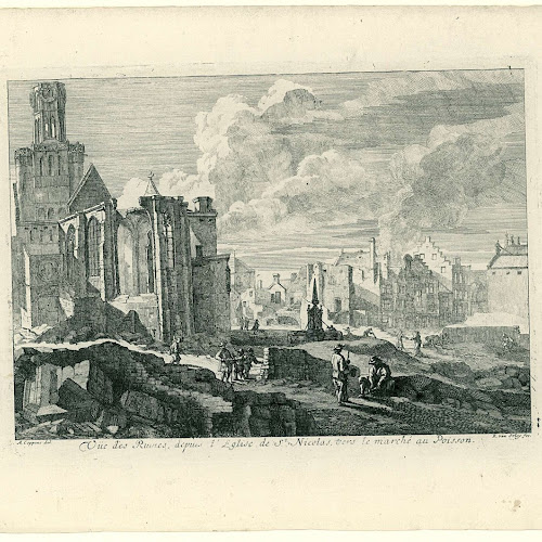 Ruïnes bij de Vismarkt te Brussel, 1695, Richard van Orley (II), naar ...