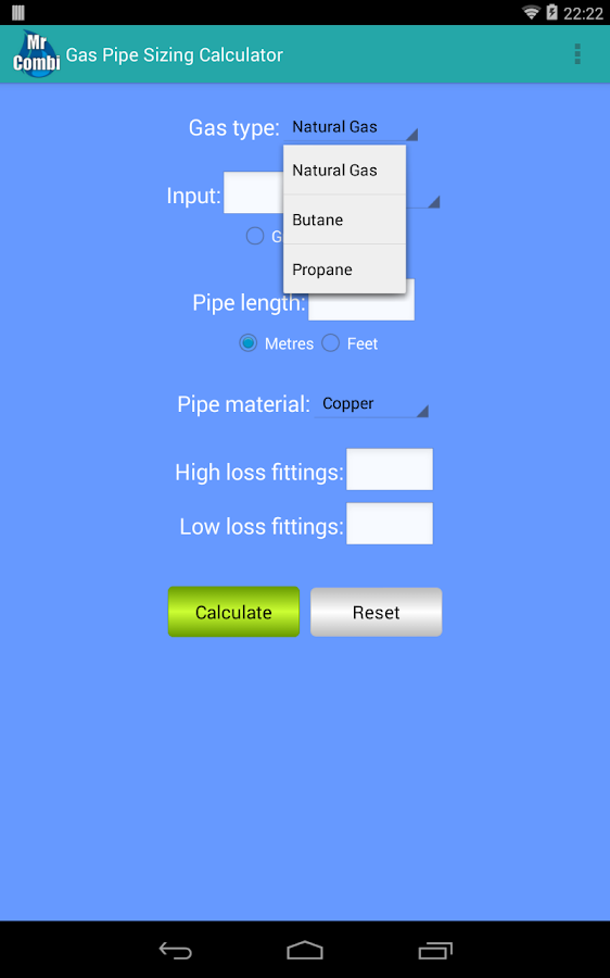 Gas Pipe Sizing Calculator - Android Apps on Google Play