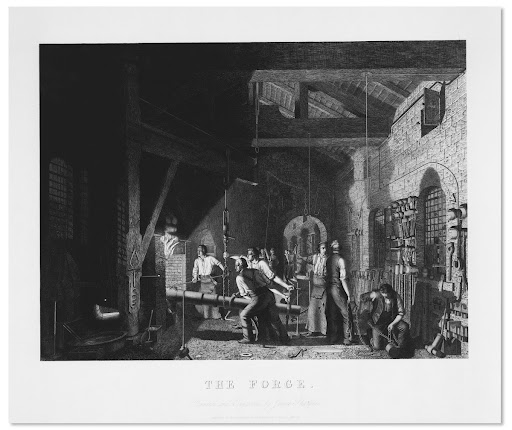 James Sharples, The Forge, a steel engraving — Google Arts & Culture