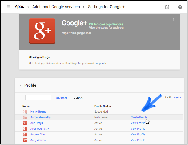 Create and manage Google+ profiles - Google Apps Administrator Help