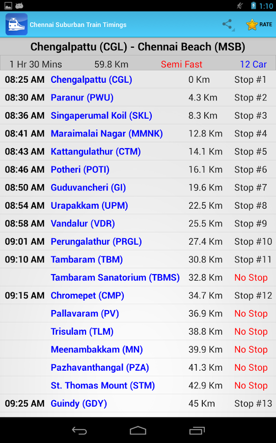 Chennai MRTS/EMU Train Timings - Android Apps on Google Play