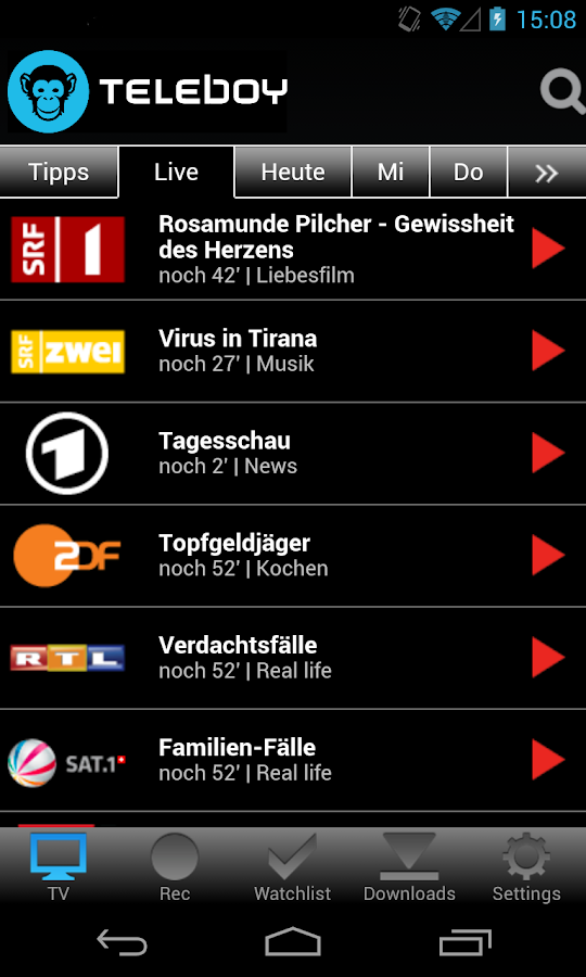 Teleboy Live TV and TV Program - Android Apps on Google Play