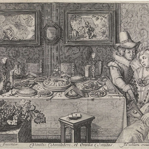 Young Couple Seated at a Lavishly Laden Table, Jacob Matham (workshop ...