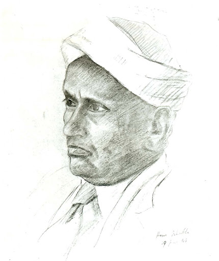 Bhabha's sketch of C.V. Raman - TIFR Archives — Google Arts & Culture