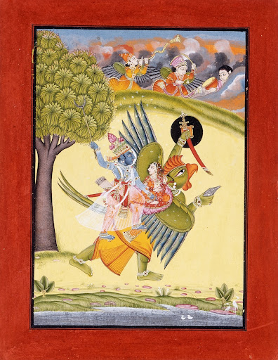 Krishna Mounting Garuda with Satyabhama - Unknown — Google Arts & Culture