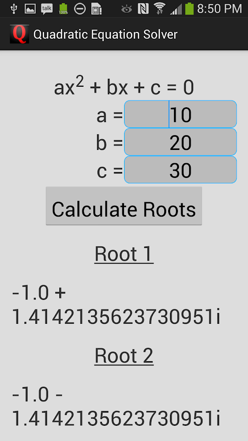 Quadratic Equation Solver