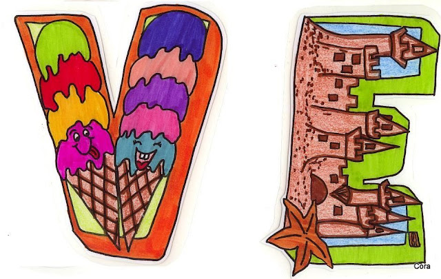 LETRAS DEL VERANO PARA IMPRIMIR Y COLOREAR