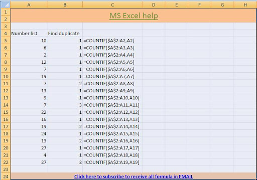 Microsoft Excel And Vba Help Formula To Find Duplicate Records