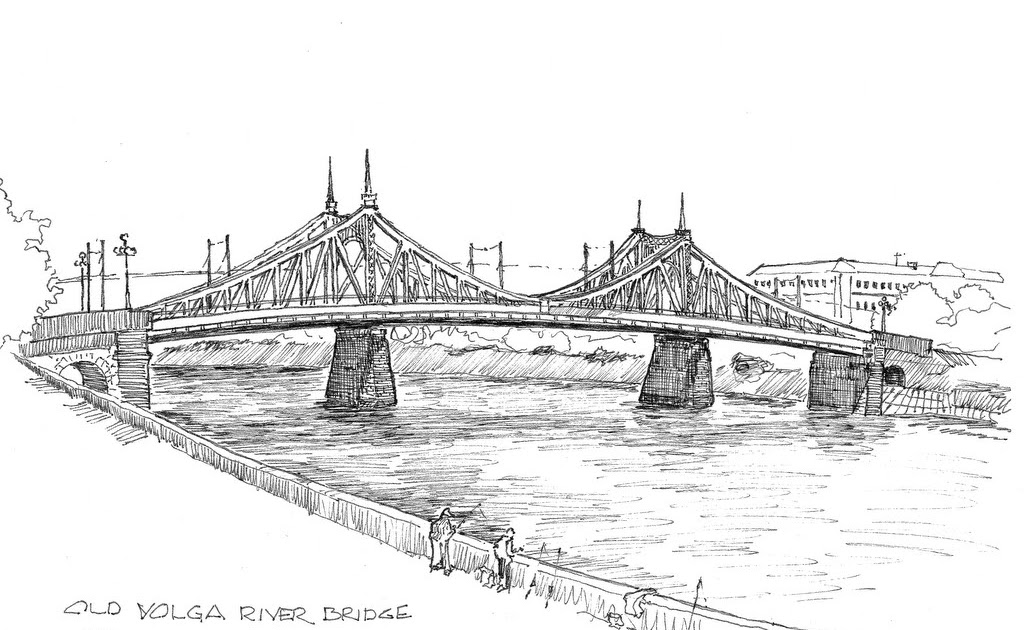 Commemorating the art of Richard Tudor Hibbert: Old Volga River Bridge