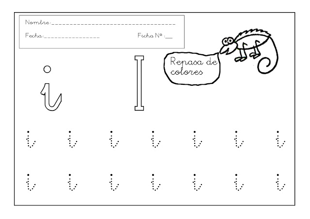 LETRA I: LAMINAS DE CALIGRAFIA PARA IMPRIMIR DE LA LETRA I
