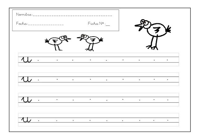 APRENDE A ESCRIBIR LA LETRA U. EJERCICIOS DE CALIGRAFÍA PARA NIÑOS