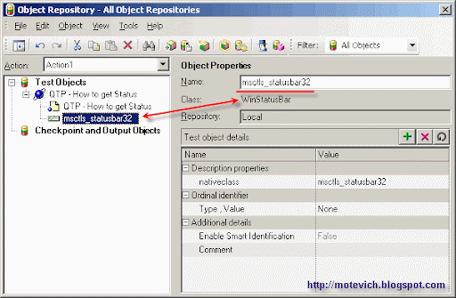 How to get text of Status Bar from QTP?