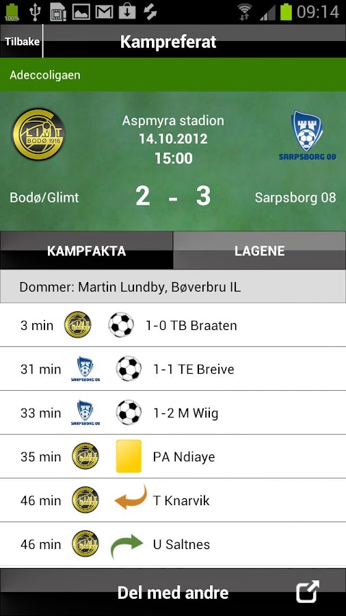 MinFotball – Android-apper på Google Play
