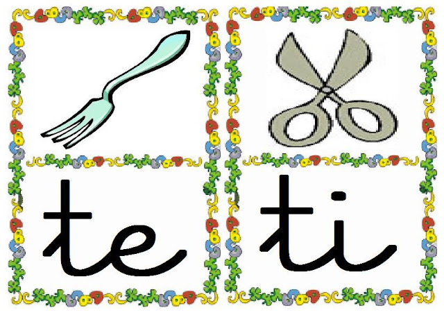 TARJETAS INFANTILES CON SILABAS Y DIBUJOS