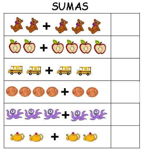 APRENDER A SUMAR. TARJETAS DE SUMAS PARA NIÑOS.