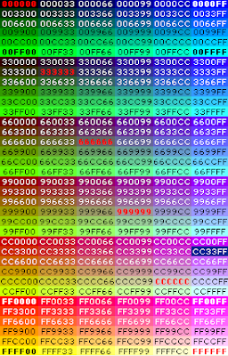 tabela de cores do orkut | html / center
