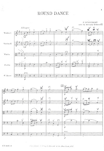 Tenacious String Orchestra: Score with bowings for Schubert's "Round Dance"