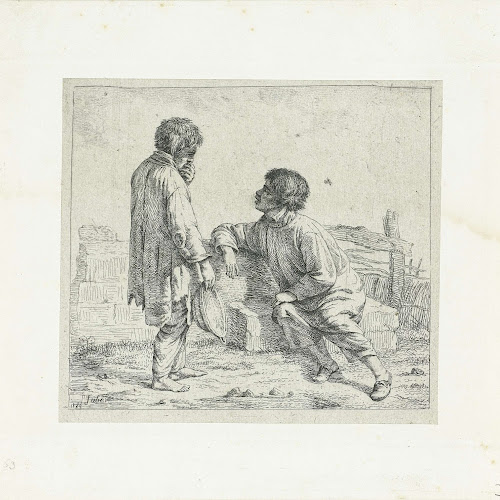 Twee pratende mannen, Frédéric Théodore Faber, 1828 - Rijksmuseum